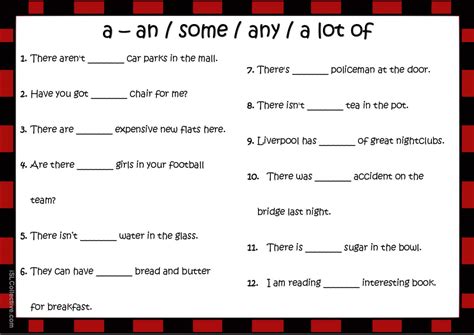 A An Some Any A Lot Of English Esl Worksheets Pdf Doc