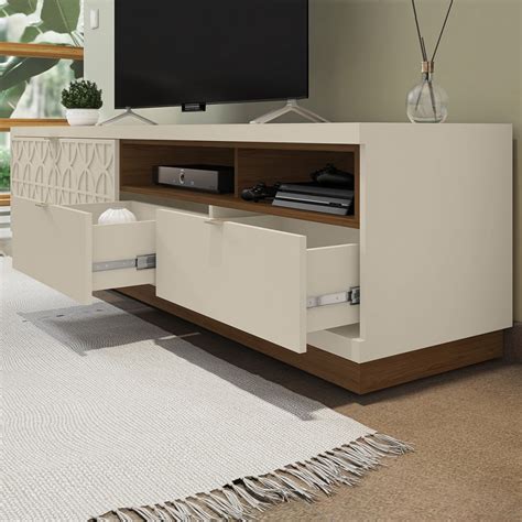 Rack para TV Até 75 Polegadas Renda 2 Portas 2 Gavetas Off White Havana