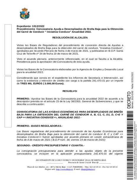 Completable En línea Convocatoria Bases y Pruebas para la Obtencin del