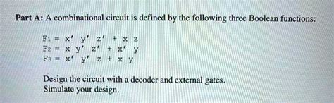 solved a combinational circuit is defined by the following three boolean functions f1 x y