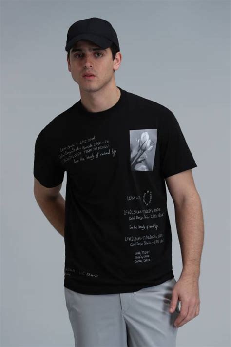 Fred Modern Grafik T Shirt Siyah Lufian