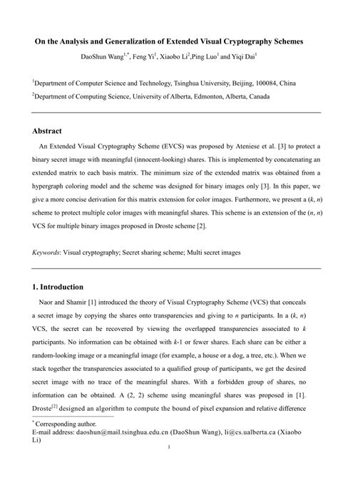 pdf on the analysis and generalization of extended visual cryptography schemes