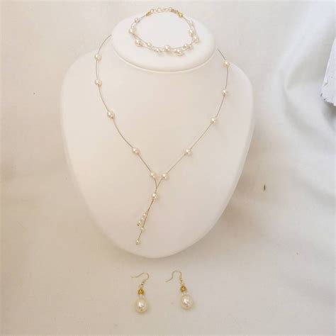 Parure Bijoux Mariee Perles Collier Bracelet Boucles Oreille