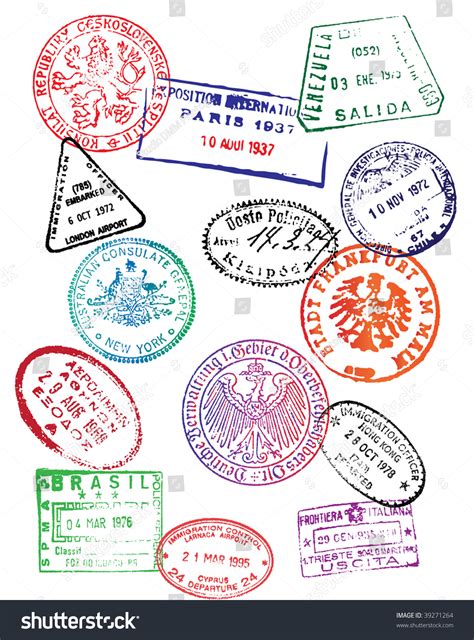 Travel Passport Stamps Vector Stock Vector 39271264 Shutterstock