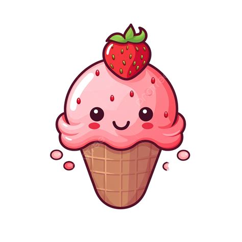 Cute Kawaii Strawberry Ice Cream Png Illustration Strawberry Ice