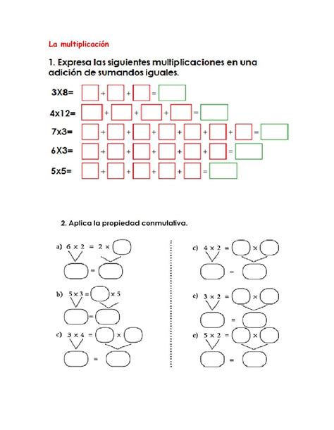 propiedad conmutativa de la multiplicación worksheet