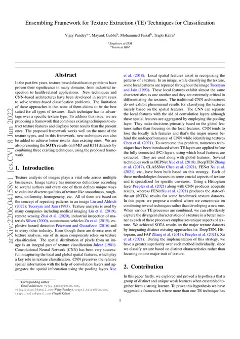 pdf ensembling framework for texture extraction techniques for classification