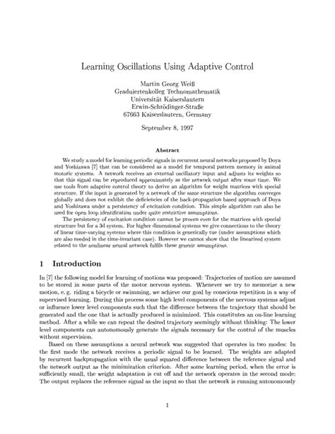 pdf learning oscillations using adaptive control