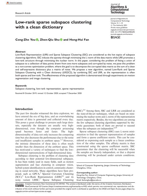 pdf low rank sparse subspace clustering with a clean dictionary