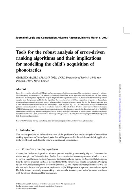 pdf tools for the robust analysis of error driven ranking algorithms and their implications