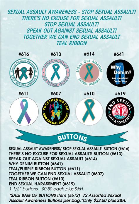 Sale Bag Of 72 Sexual Assault Awareness Buttons Lifejackets Productions