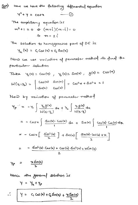[solved] using method of variation of parameters find the general solution course hero