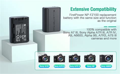 FirstPower NP FZ100 Paquete de 3 baterías y cargador de triple ranura