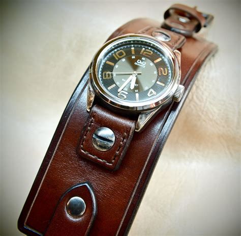 Brown Leather Cuff Watch Vintage Brown Bridle Leather Etsy