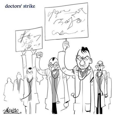 Doctors On Strike With Their Illegible Writing Protest Signs Haha