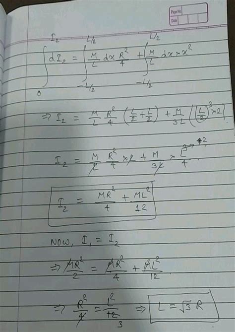 The Moment Of Inertia Of A Solid Cylinder About Its Own Axis Is The