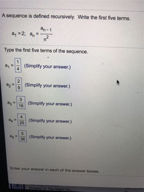 solved a sequence is defined recursively write the first