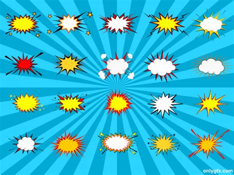 20 Comic Boom Explosion Vector PNG Transparent SVG Vol 2 OnlyGFX