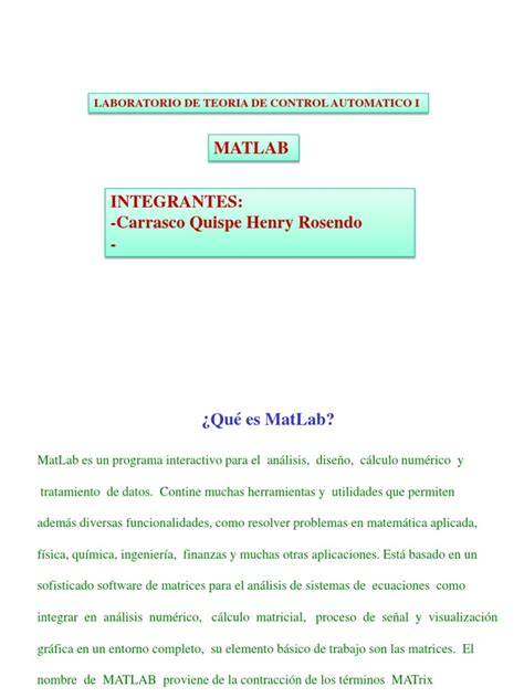 [titulo] introducción a las funcionalidades básicas de matlab pdf matlab matriz matemáticas