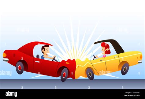 Accident De Voiture Avec Deux Voitures Entrent En Collision Avant De