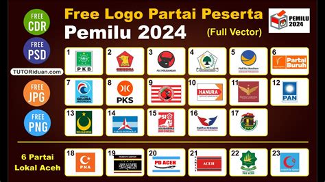 Free Logo Partai Peserta Pemilu Full Vector Cdr Psd Png