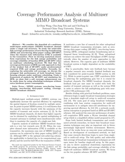 pdf coverage performance analysis of multiuser mimo broadcast systems