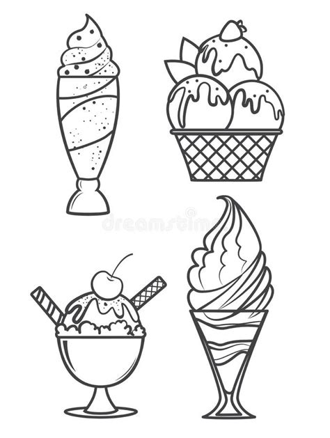 Esquema De Conjunto De Helados Para Colorear La P Gina De Dise O De