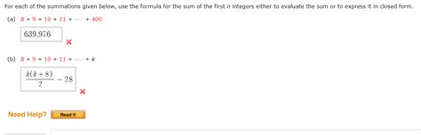 solved for each of the summations given below use the