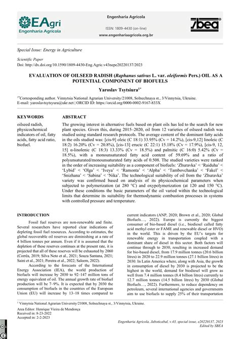 PDF EVALUATION OF OILSEED RADISH Raphanus Sativus L Var