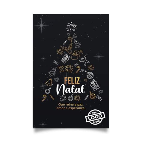 Cart O De Natal Preto Detalhes Em Branco Gr Fica Expanssiva