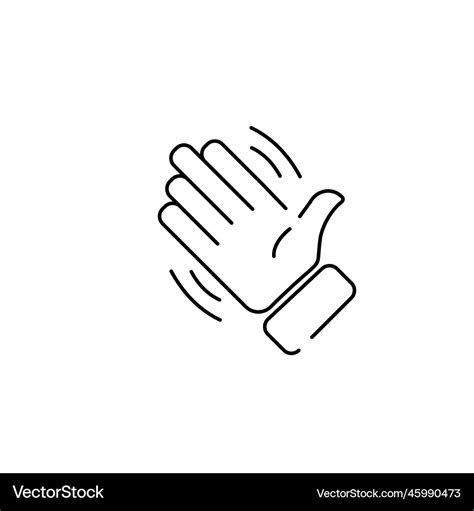 Hand Wave Waving Hi Or Hello Gesture Line Art Vector Image