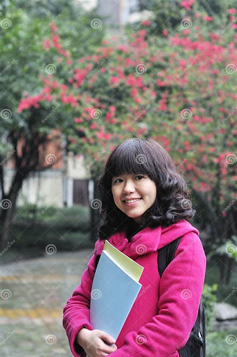 Chinese College Girl Stock Image Image Of Books Green 23830525