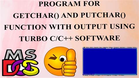 program for getchar function and putchar function using turbo c c software with output