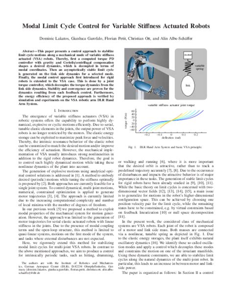 pdf modal limit cycle control for variable stiffness actuated robots gianluca garofalo and