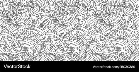 Japanese Water Wave Seamless Background Royalty Free Vector
