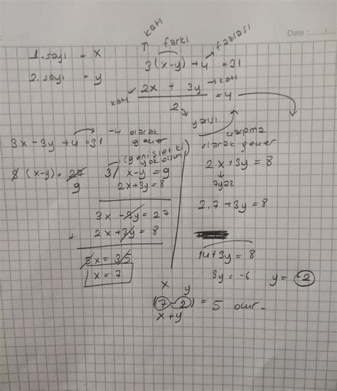iki sayının farkının 3 katının 4 fazlası 31 dir ilk sayının 2 katı ile