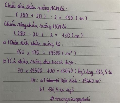 Một thửa ruộng hình chữ nhật có chu vi 280m biết chiều rộng kém chiều