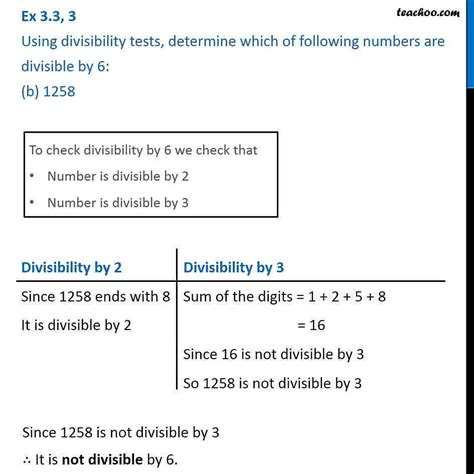 check if 1258 is divisible by 6 using divisibilty tests class 6