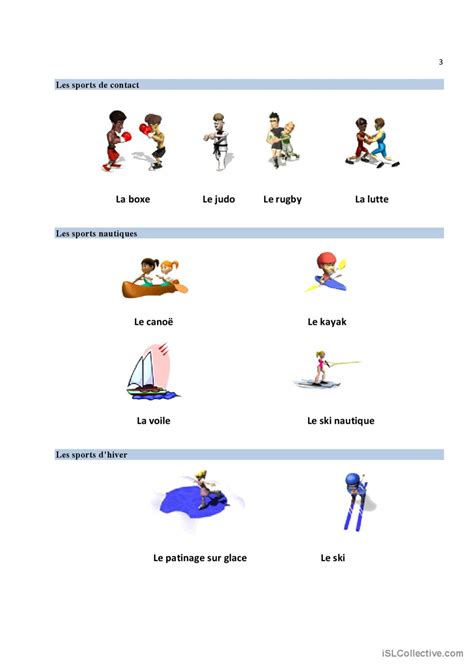 Sports Et Loisirs Fran Ais Fle Fiches Pedagogiques Pdf Doc