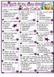 Quiz Lady Gaga Reuploaded ESL Worksheet By Catalina Sorina