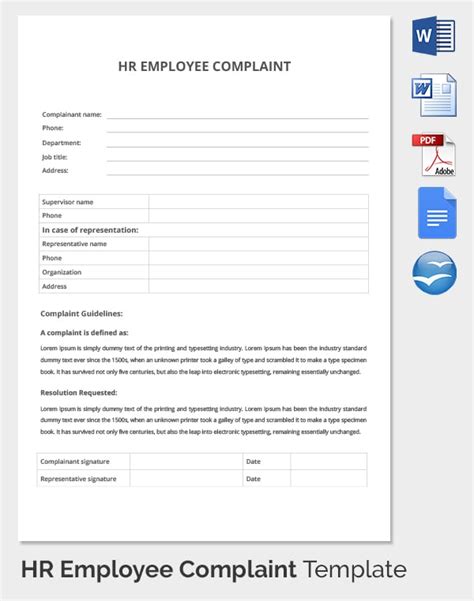 29 HR Complaint Forms Free Sample Example Format Free Premium