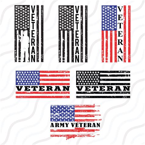 Veteran Flag Bundle SVG Veteran US Flag Svg Distressed Etsy