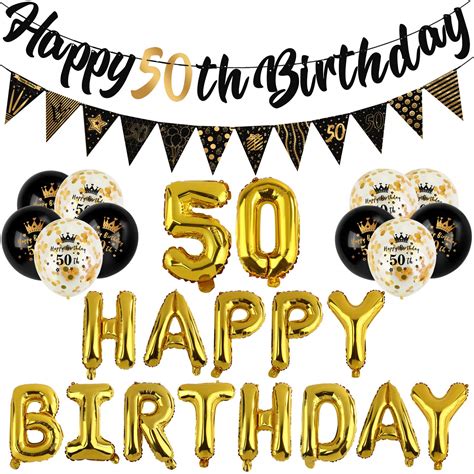 Buy Adxco Black Gold Th Birthday Decorations Kit Include Happy Th