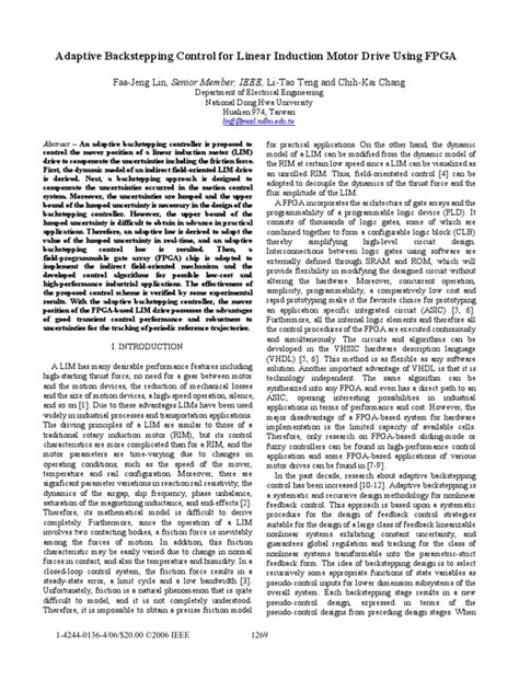 adaptive backstepping control for linear induction motor drive using fpga pdf vhdl control