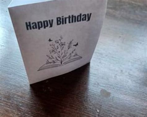 Birthday Card Printable Black And White Book Lover Budget Friendly