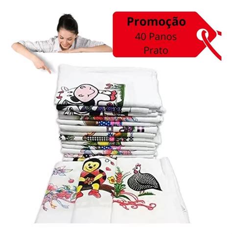 Kit 40 Pano De Prato Estampado Atacado 100 Algodão Frete grátis