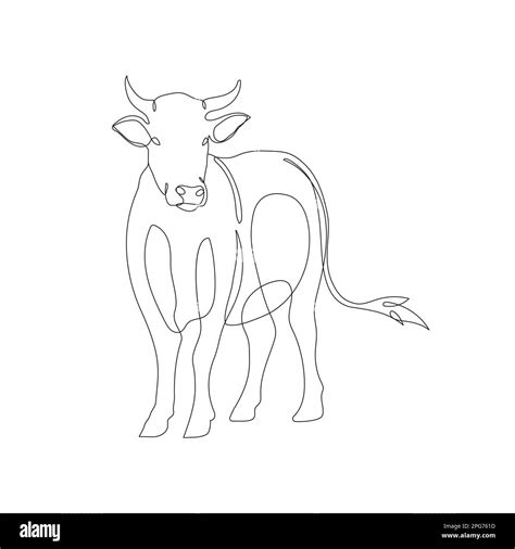 Vache en style dessin au trait continu Dessin continu de bétail Vache