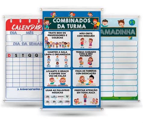 Kit Banners Escolar Calend Rio Chamadinha Combinado Parcelamento