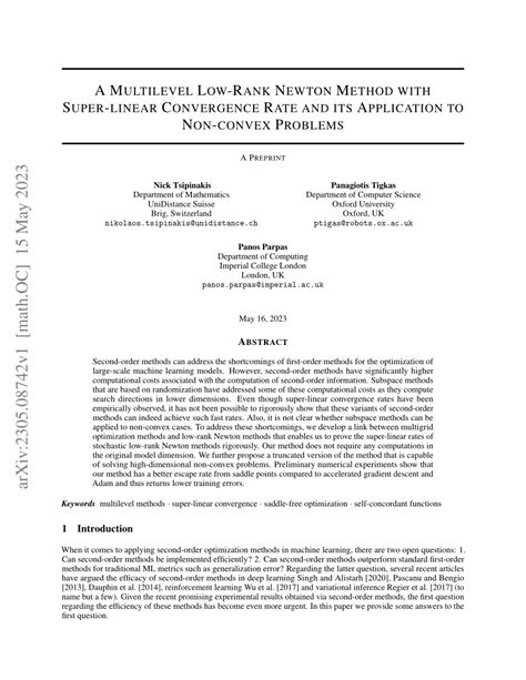 pdf a multilevel low rank newton method with super linear convergence rate and its application