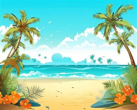 Fondo de ilustración de playa de verano impresionante ilustraciones de